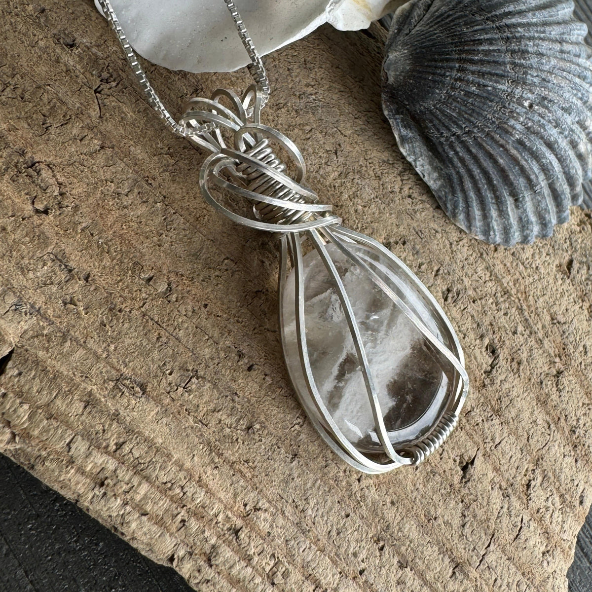 Cape May Diamond Sterling Silver Wire Wrapped Necklace – VAEL Designs