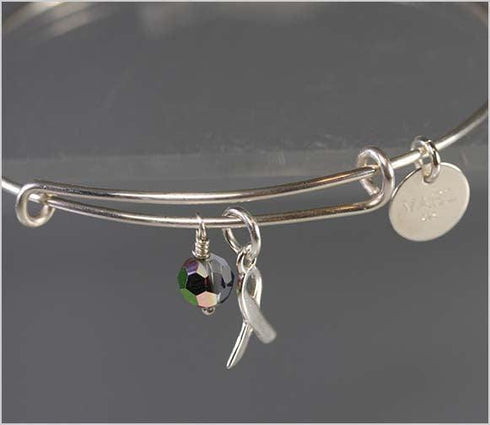 Adjustable Sterling Silver Cancer Awareness Bracelet – VAEL Designs